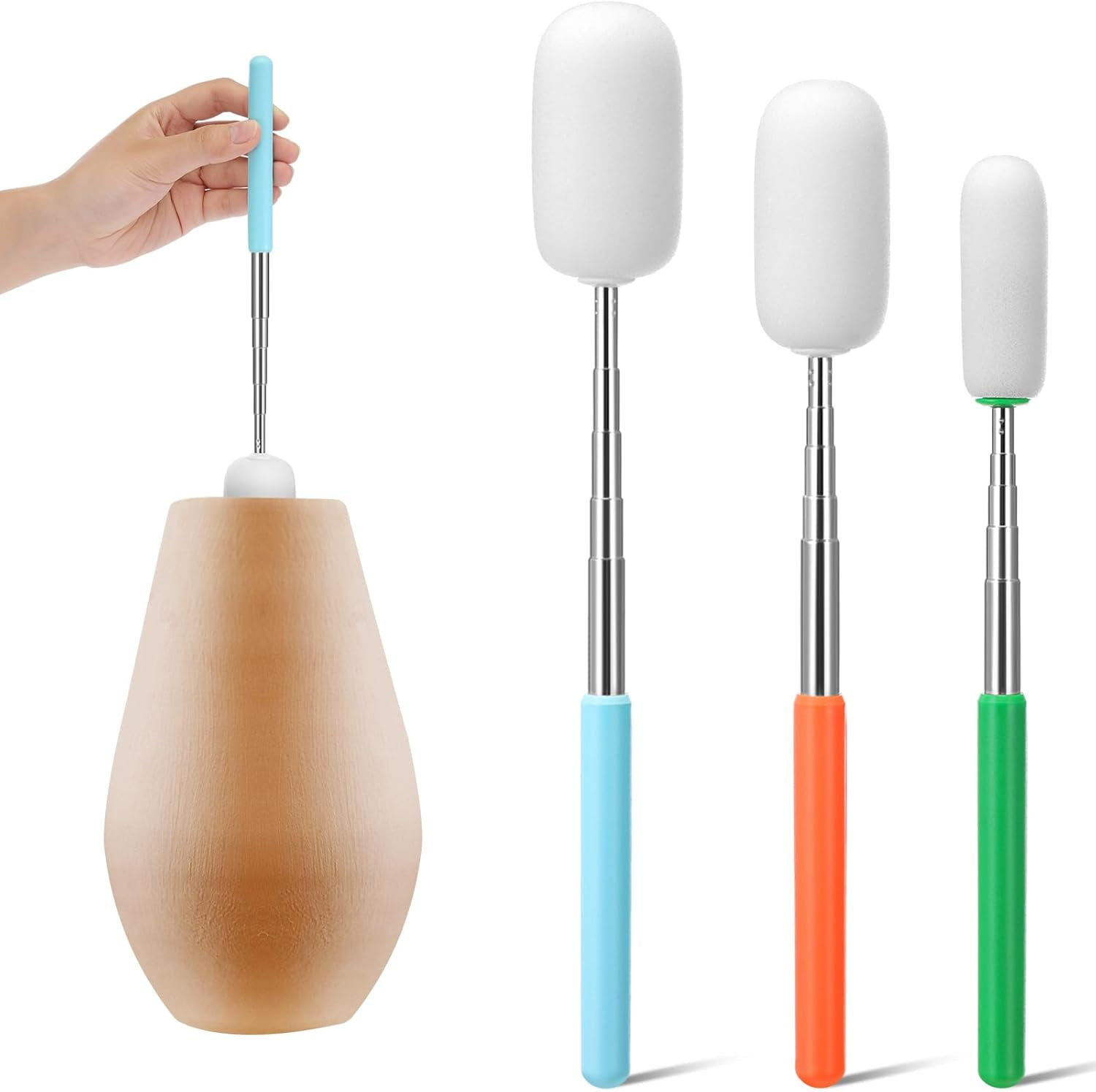 3 Pcs Telescoping Sponge Stick for Pottery 27 Inches Long Detachable ...