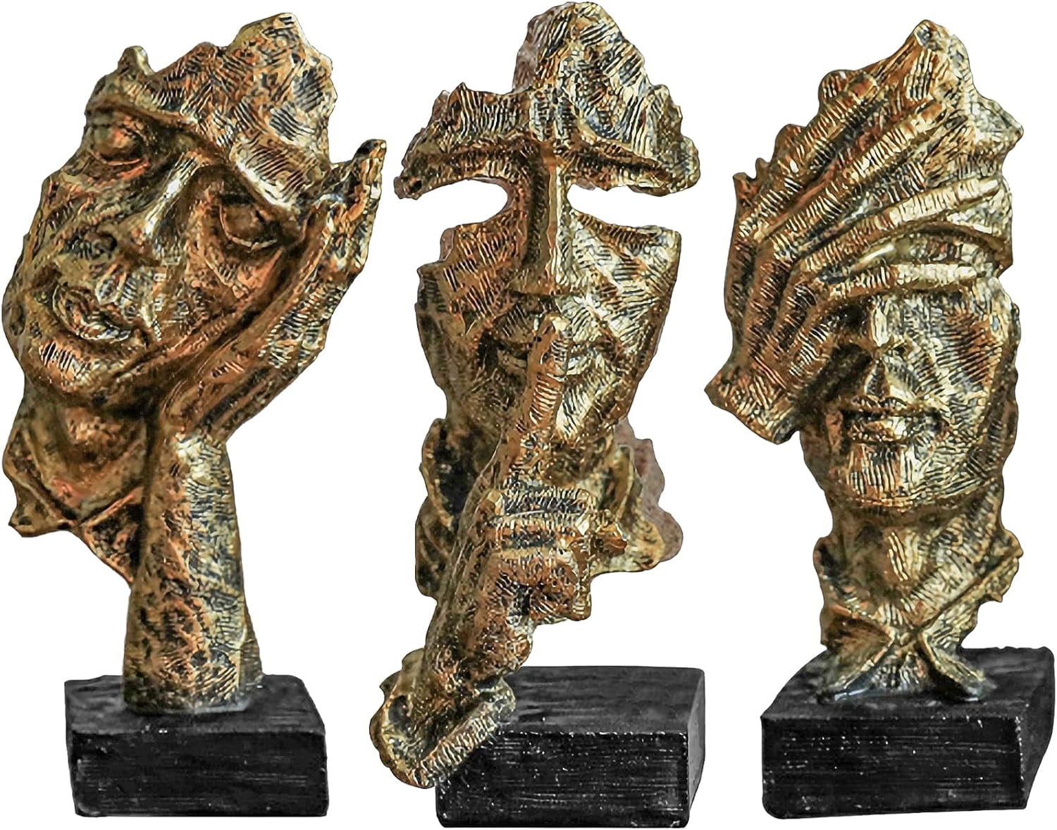 3 Pcs Thinker Statue, Silence is Gold Abstract Art Figurine, Modern ...