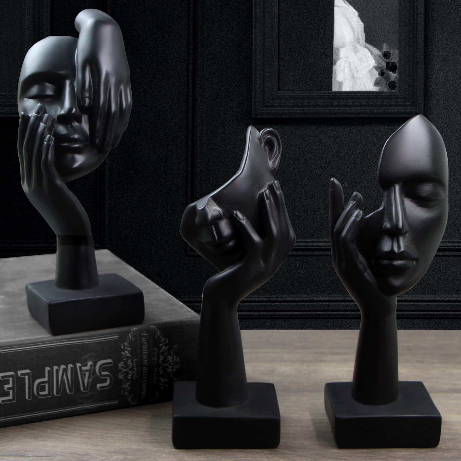3 Pcs Thinker Statue,Silence is Gold Abstract Art Figurine,Modern Home ...