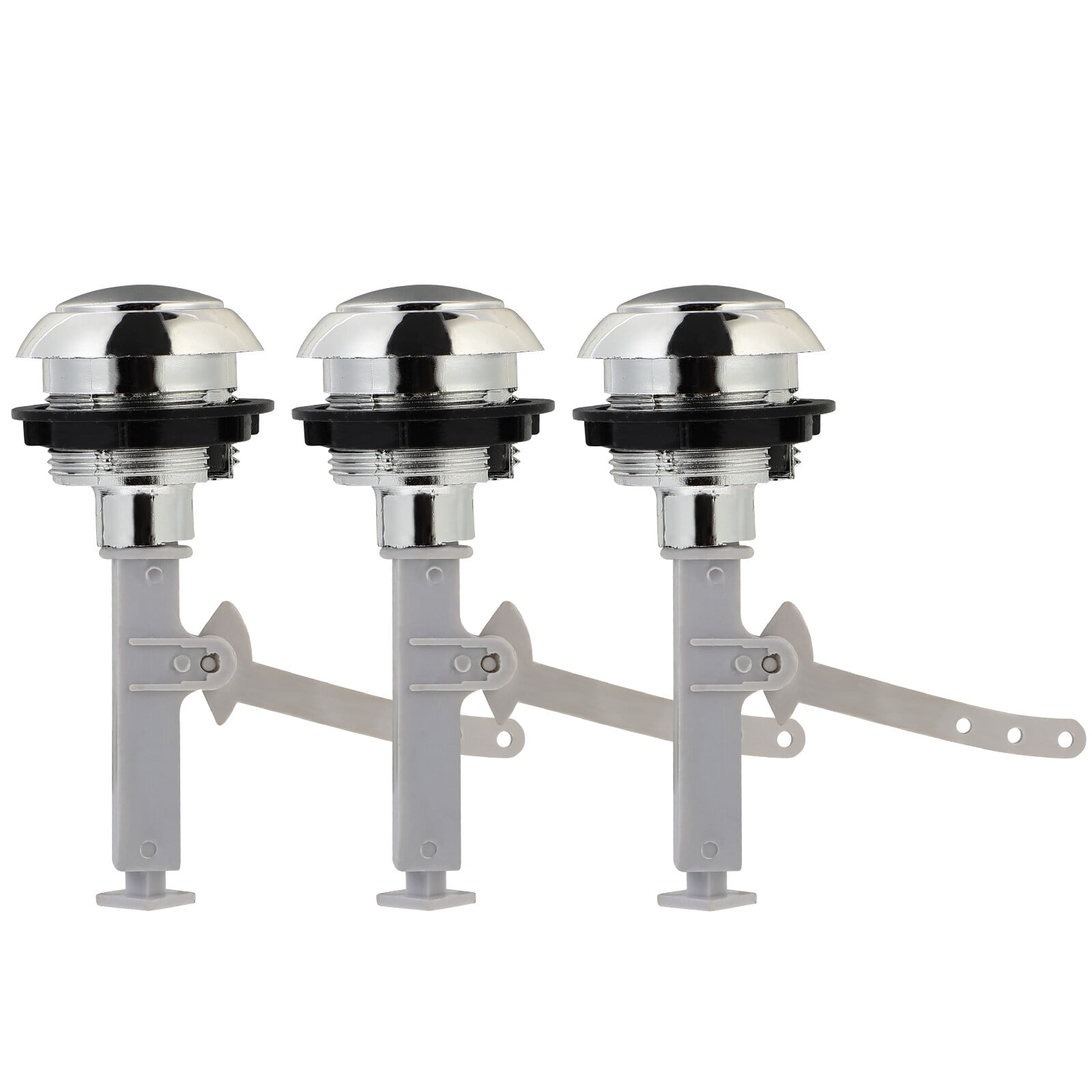 3 Pcs Toilet Water Tank Button Single Flush Push Flusher Silver ...