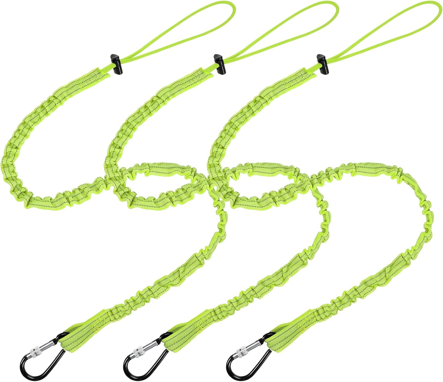 3 Pcs Tool Lanyard with Aluminum Screw Lock Buckle Retractable Bungee ...