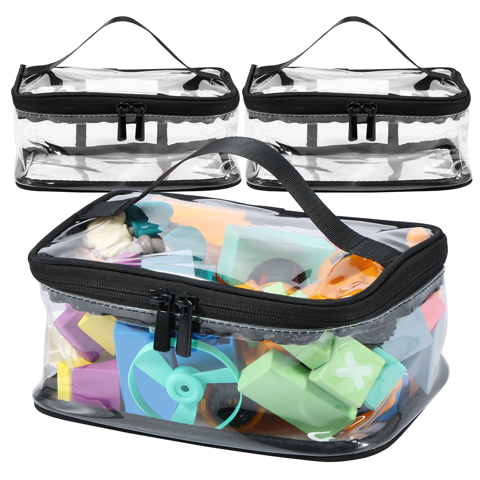 3 Pcs Toy Storage Bags Clear PVC Toy Organizing Bags with Zipper and ...