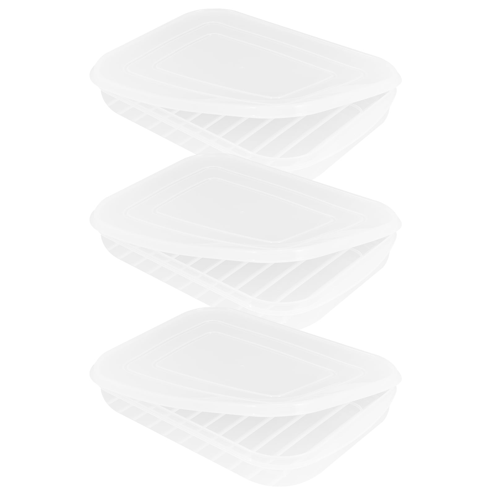 3 Pcs Transparent Stackable Seafood and Fish Crisper Box Bacon 4pcs ...