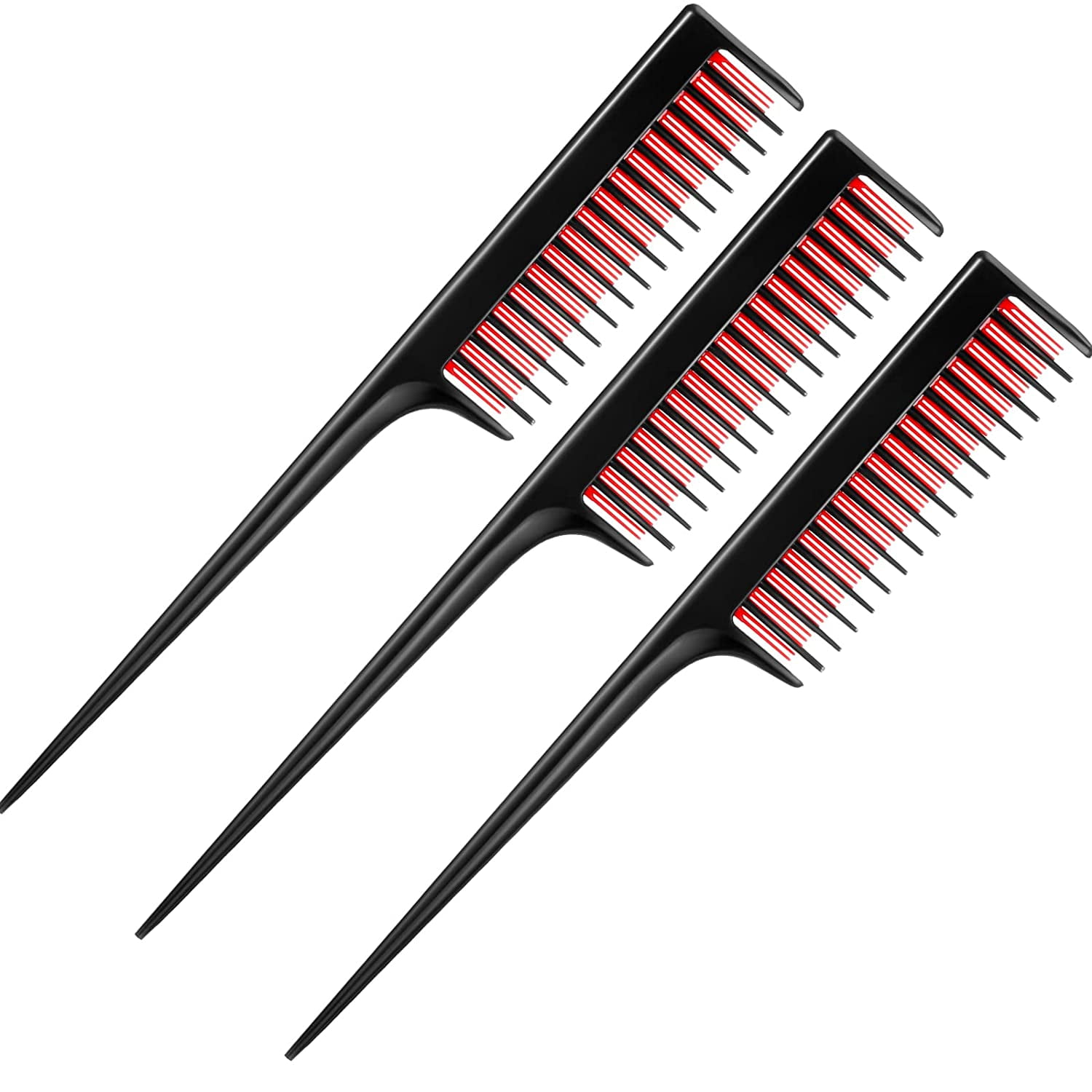 3 Pcs Triple Teasing Comb Rat Tail Comb Tool Tease Layers Pintail Comb ...