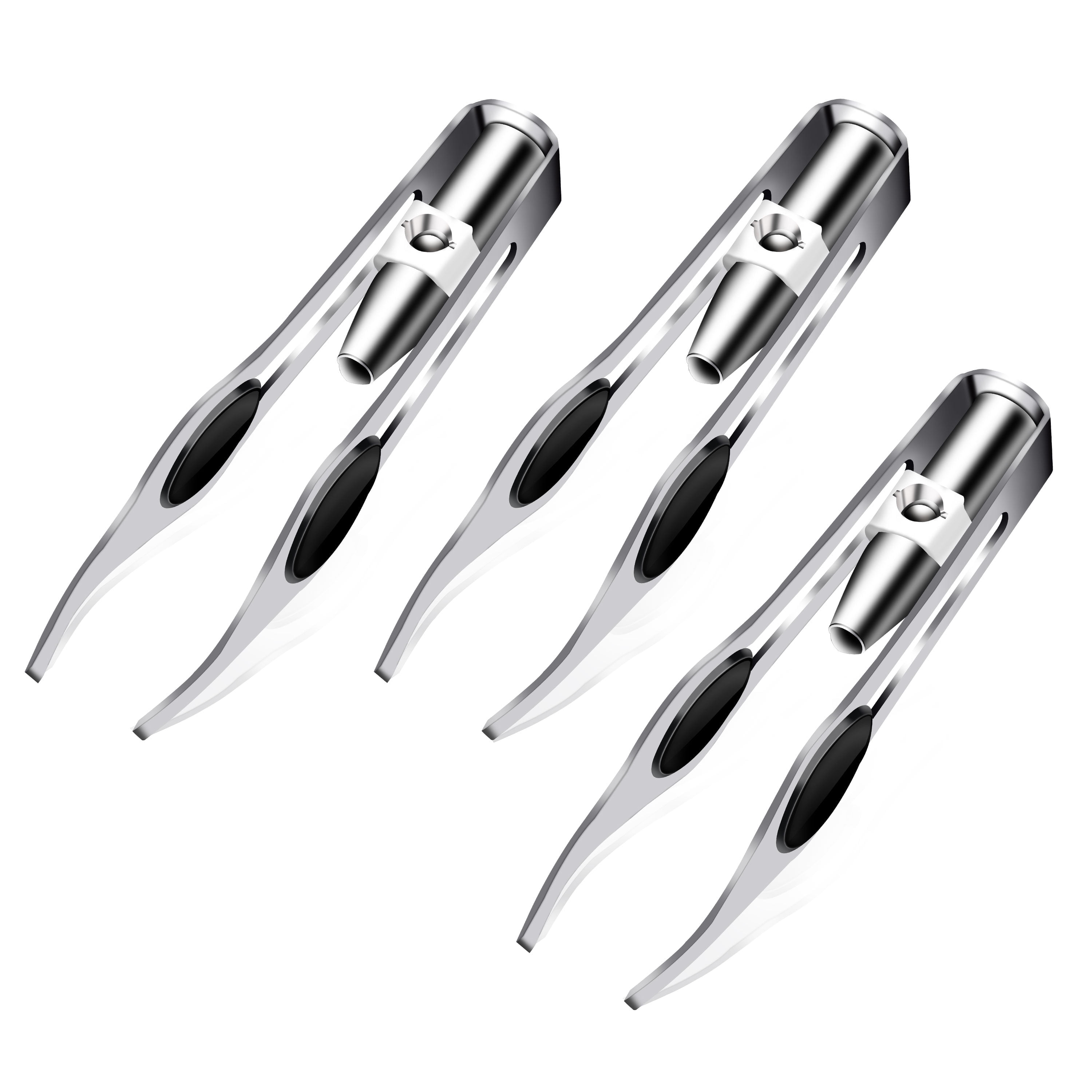 DUALFERV Stainless Steel Tweezers with LED Light, Slant Tip Lighted ...