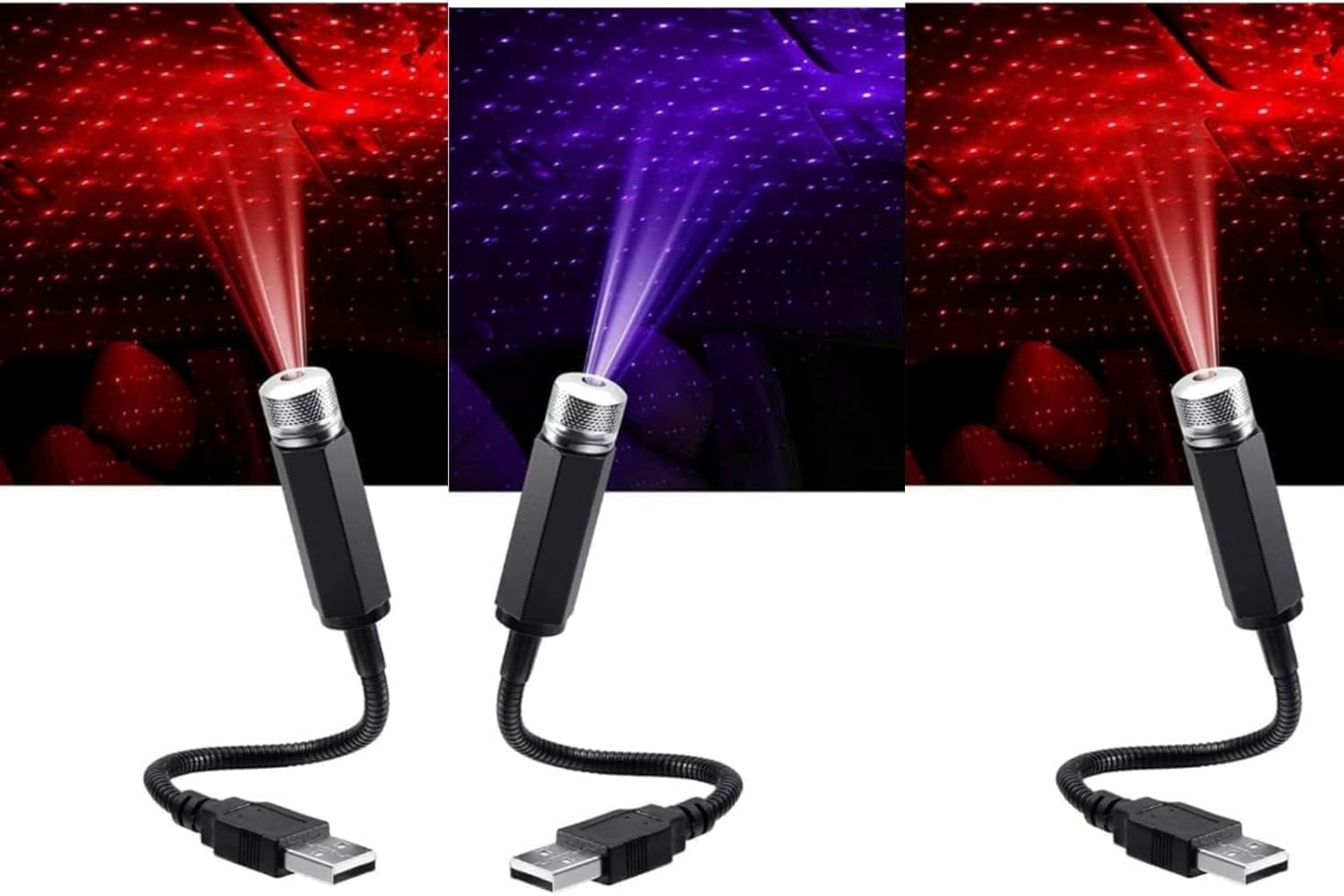 3 Pcs USB Star Night Light, 7 Lighting Modes, Aevdor Car Roof Star ...