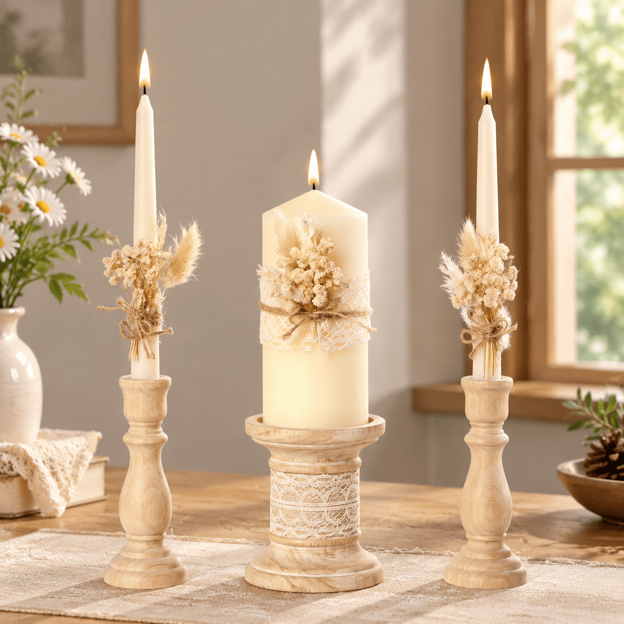 3 Pcs Unity Candles Wedding Ceremony Set, Rustic Style - Walmart.com