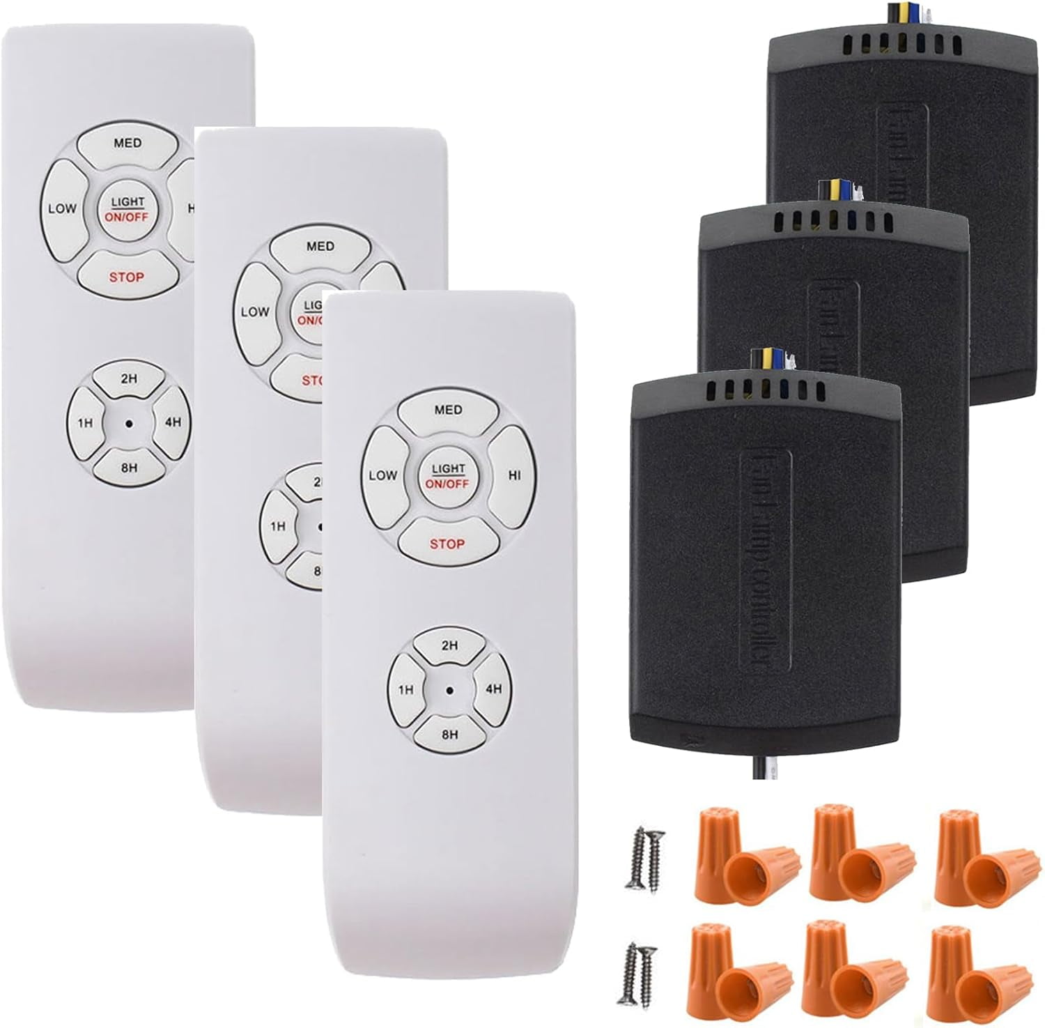3 Pcs Universal Ceiling Fan Remote Control Kits, Small Size Receiver Light Timing & Speed Remote ...