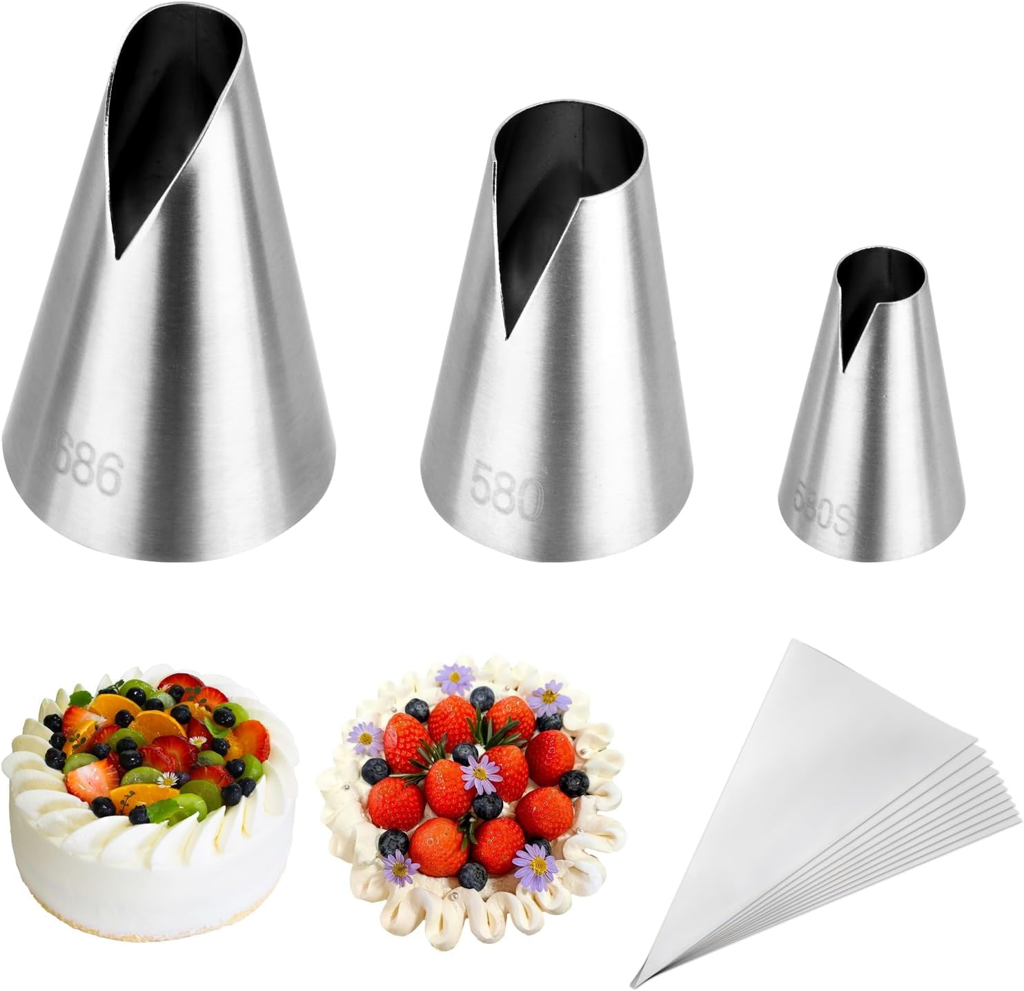 3 Pcs V-shaped Wave Piping Tips,Stainless Steel Cake Decorating Nozzles ...