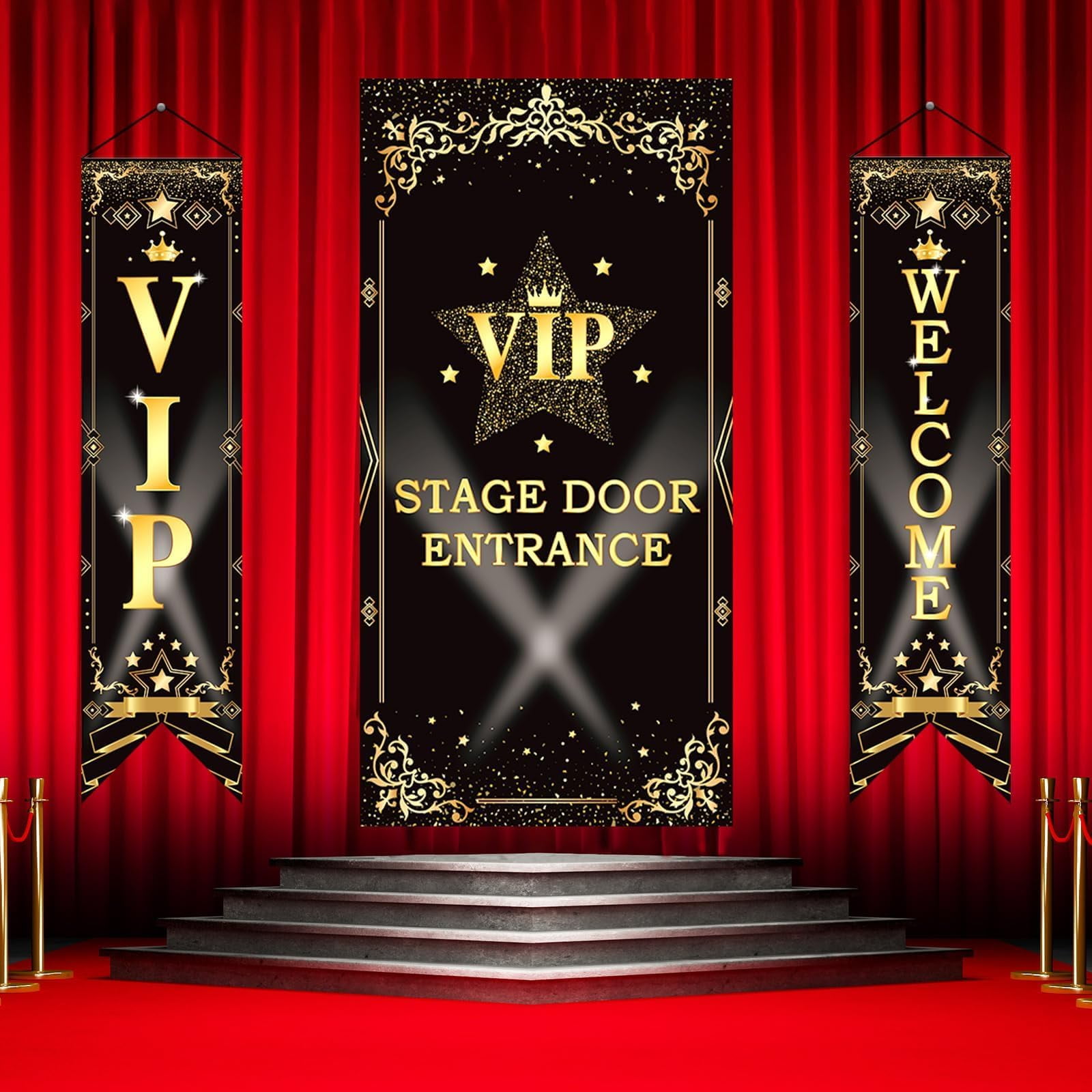 3 Pcs VIP Party Decorations VIP Stage Door Entrance Movie Night Banner ...