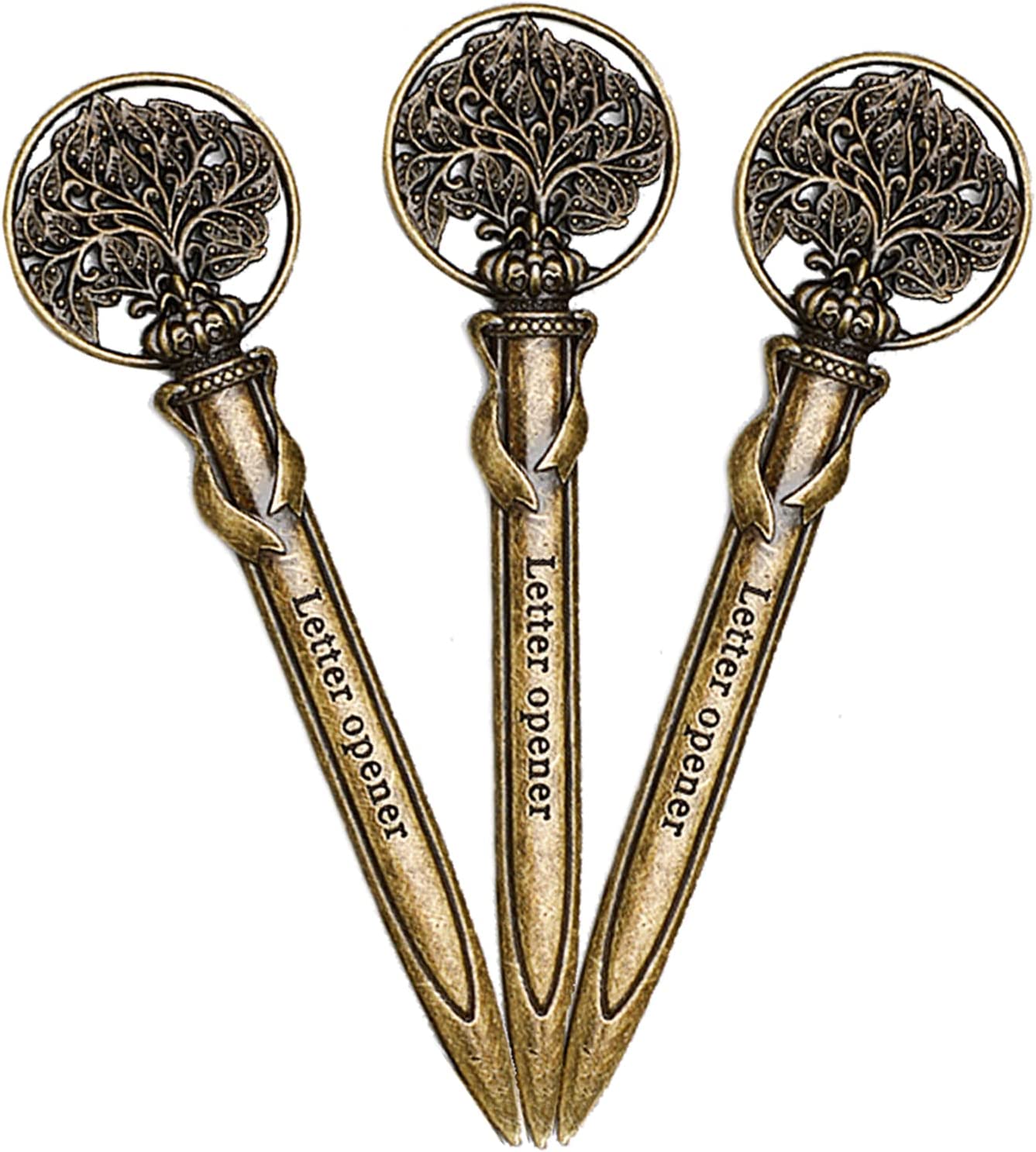 3 Pcs Vintage Leaves Letter Opener Silvery Metal Envelope Open Tool ...