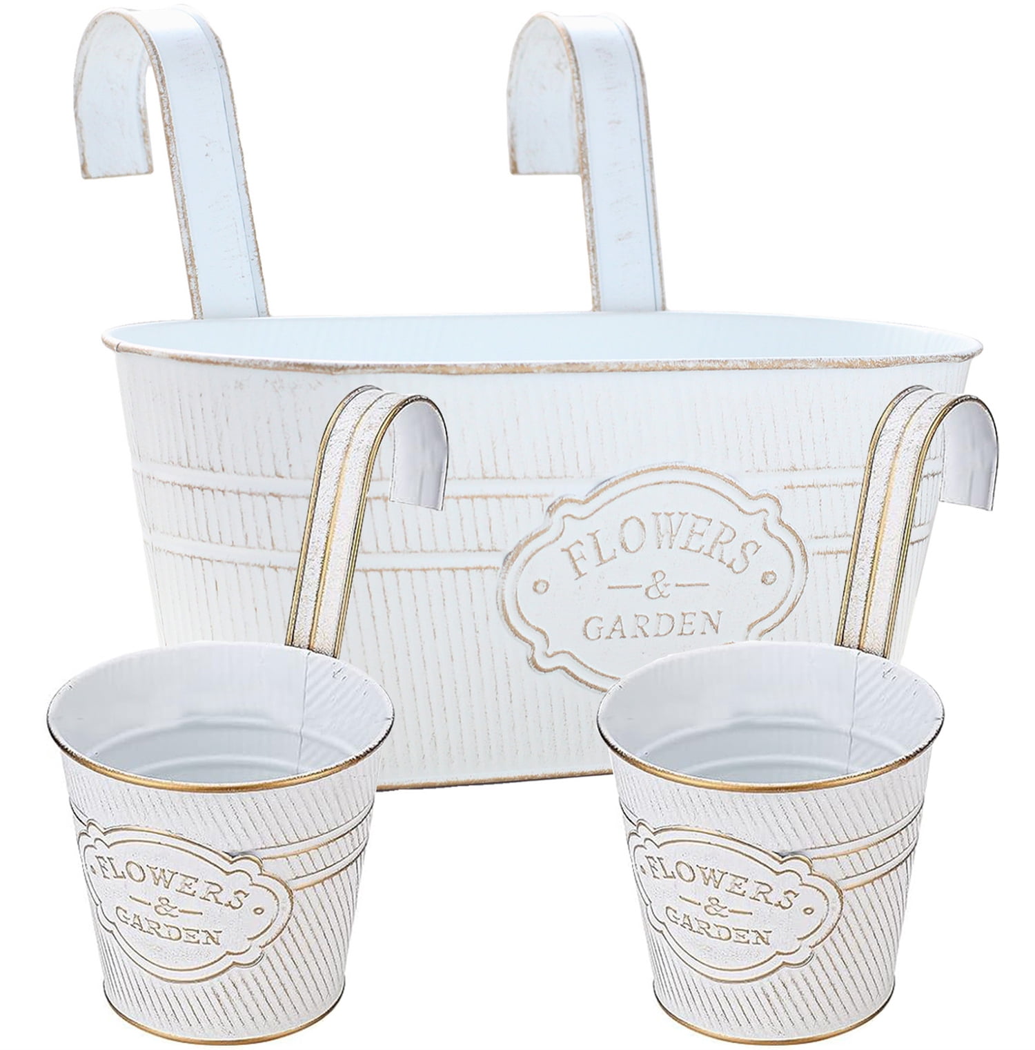 3 Pcs Wall Hanging Flower Pots,Bexikou Galvanized Hanging Plant Holder ...