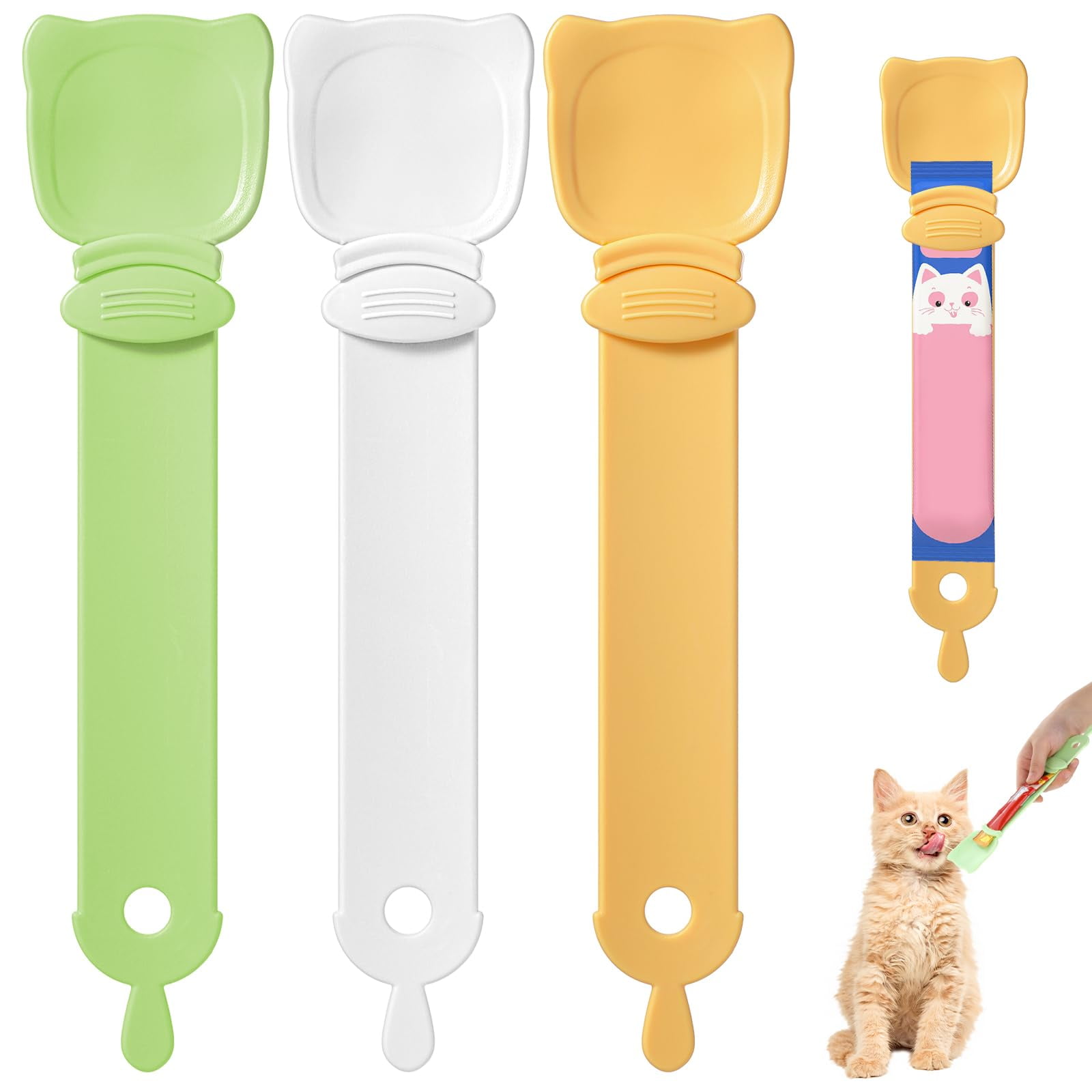 3 Pcs Wet Snack Dispense Spoon Cat Strip Feeder Cats Food Squeeze Scoop ...