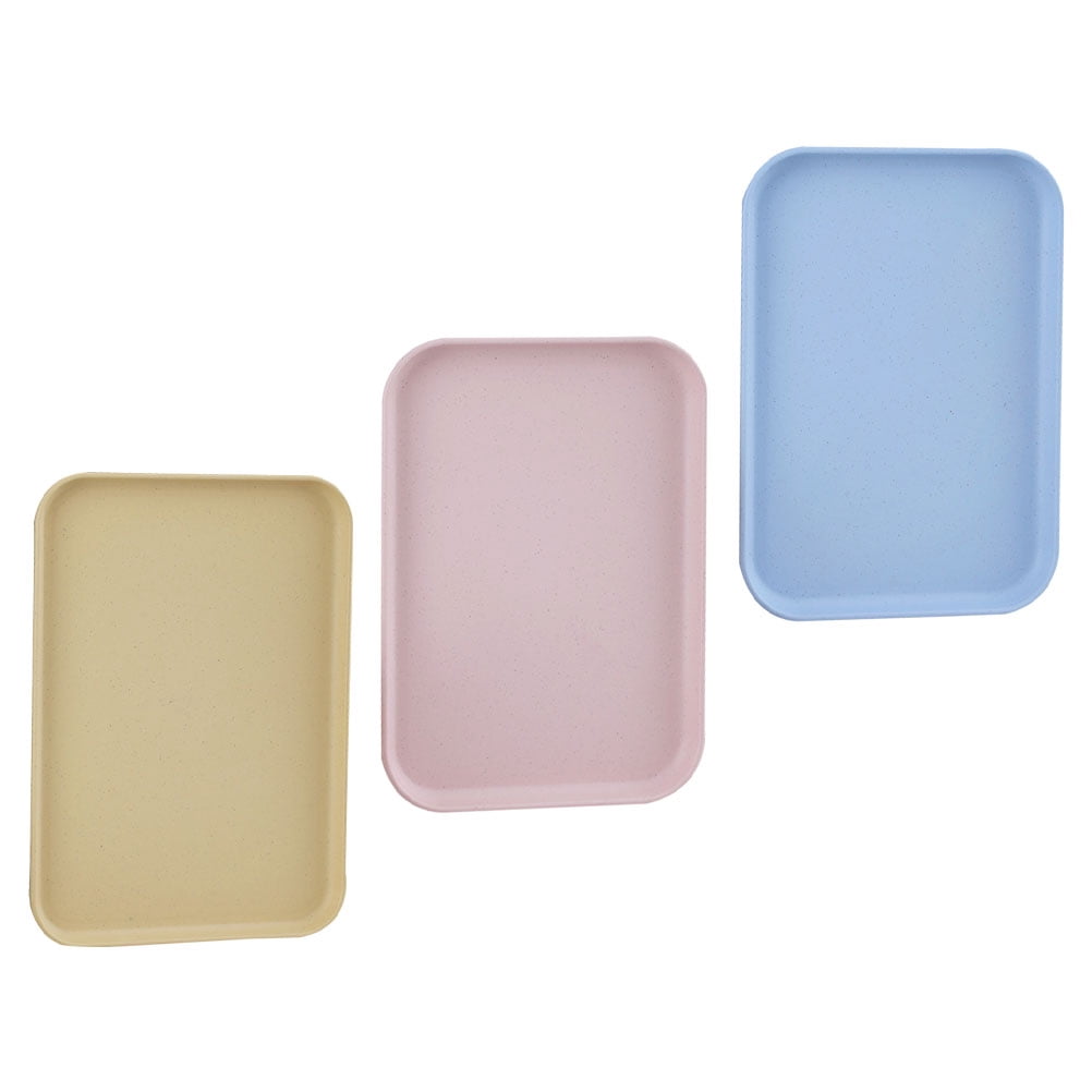 3 Pcs Wheat Straw Tray Fruit Desktop Coffee Cupcake Stand Multi ...