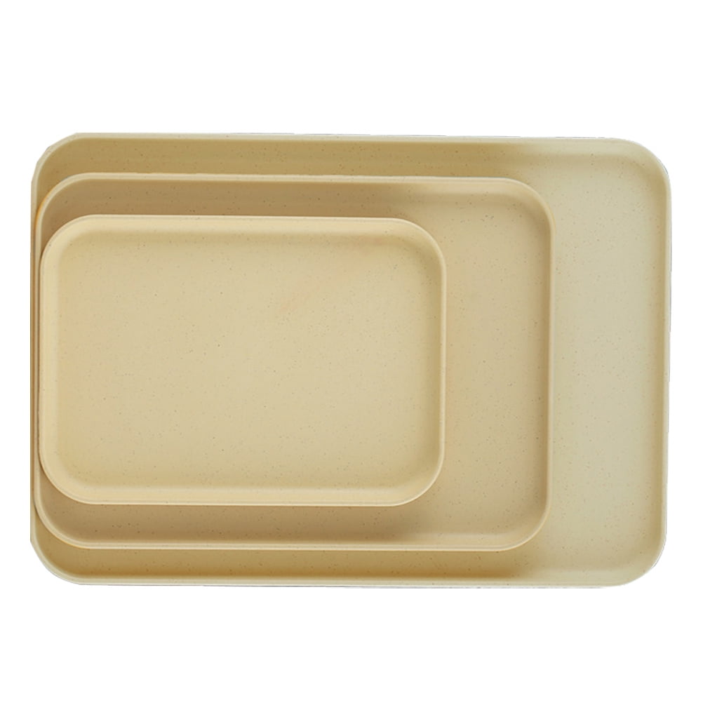 3 Pcs Wheat Straw Tray Rectangular Dessert Dinner Plates Plastic ...