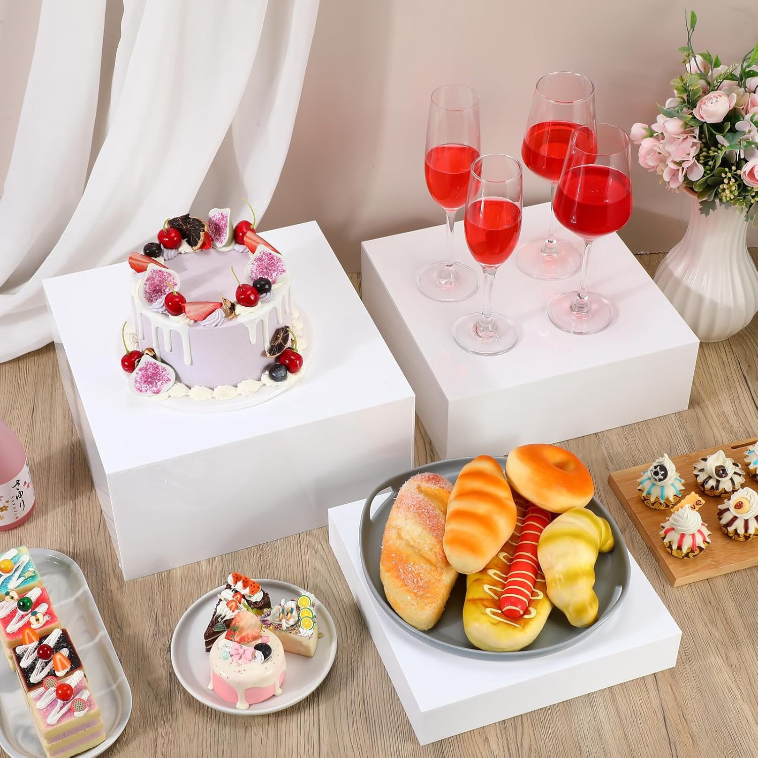 3 Pcs White Acrylic Buffet Risers | 10", 11", 12" Sizes | Hollow Bottom ...