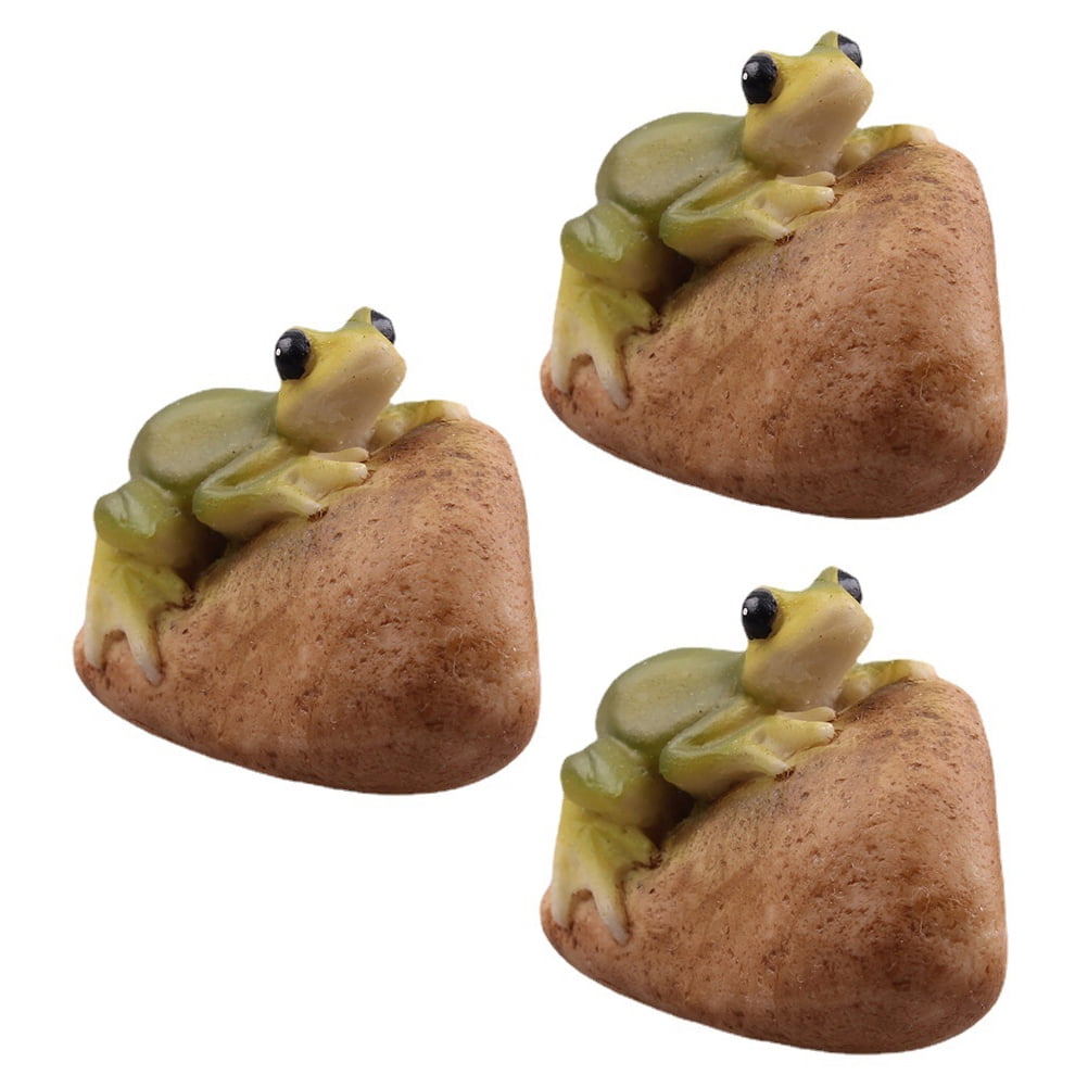 3 Pcs Wicker Basket Stone Frog Props Realistic Frogs Shape Design ...