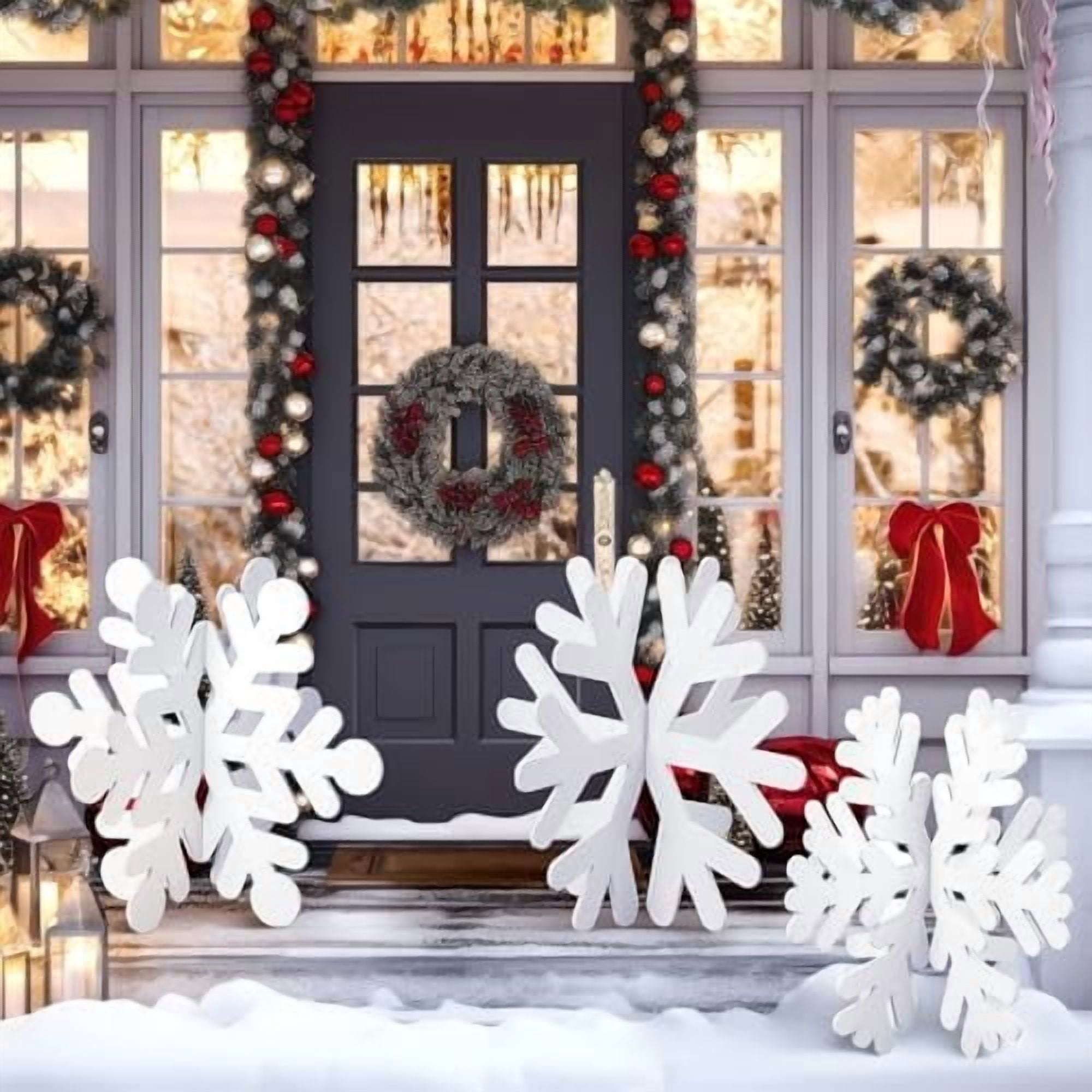 3 Pcs Winter Outdoor Snowflake Decoration for Home 3D Large Winter Yard ...