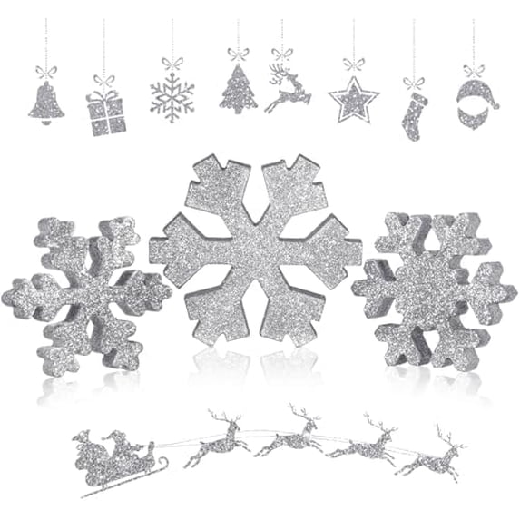 3 Pcs Winter Wooden Snowflake Decor Rustic Winter Snowflake Table Signs ...
