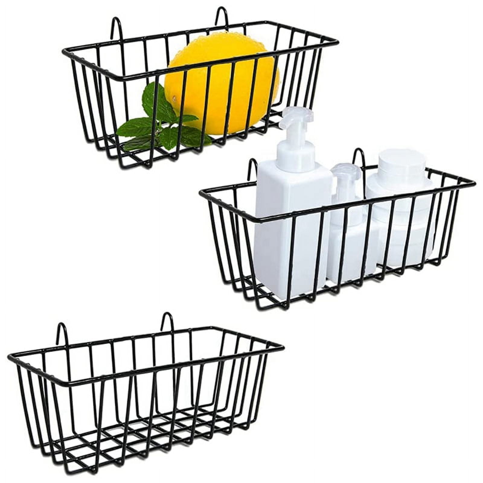 3 Pcs Wire Baskets,Wall Grid Panel Hanging Wire Basket,Wall Storage and ...