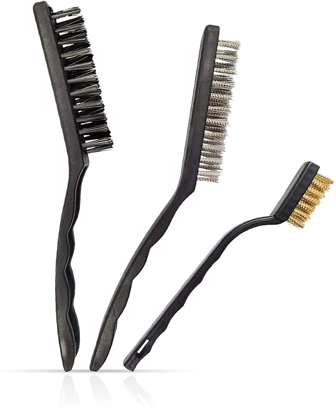 3 Pcs Wire Brush Hand Set Rust Removal Nylon Steel Brushes Brass Clean ...