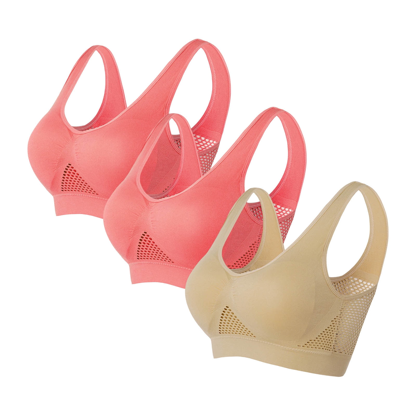 3 Pcs Women Athletic Yoga Bras Comfy Breathable Easy Close Seamless ...