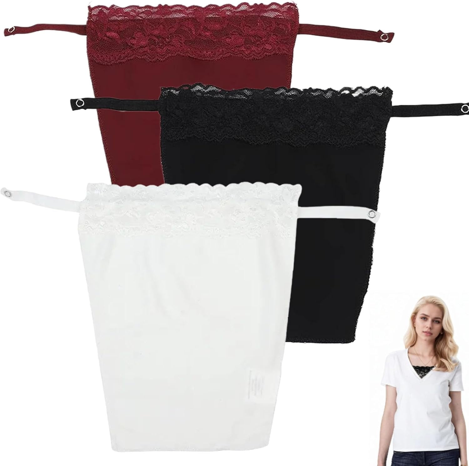 3 Pcs Women Lace Modesty Panels For Low Cut Tops Dresses Clip-On ...