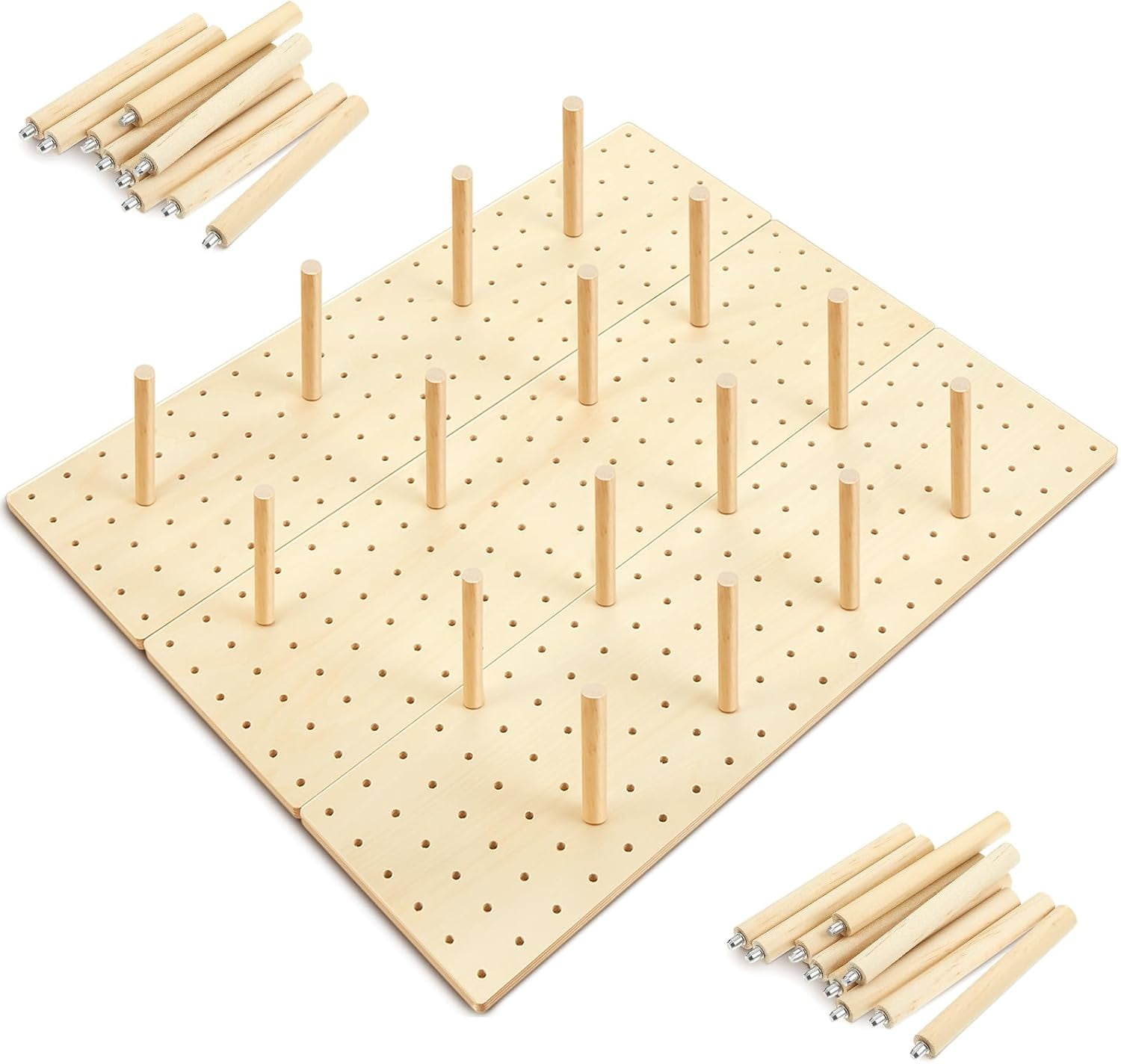 3 Pcs Wood Pegboard Drawer Organizer with 32 Pegs Wooden Peg Board ...