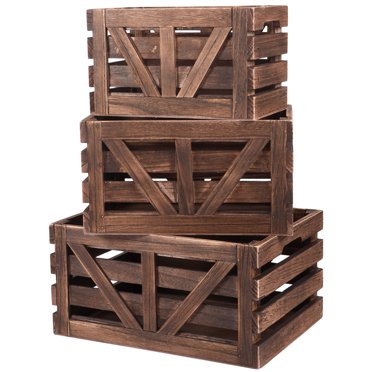 eHemco Solid Wood Storage Crates, Unfinished, Set of 2 - Walmart.com
