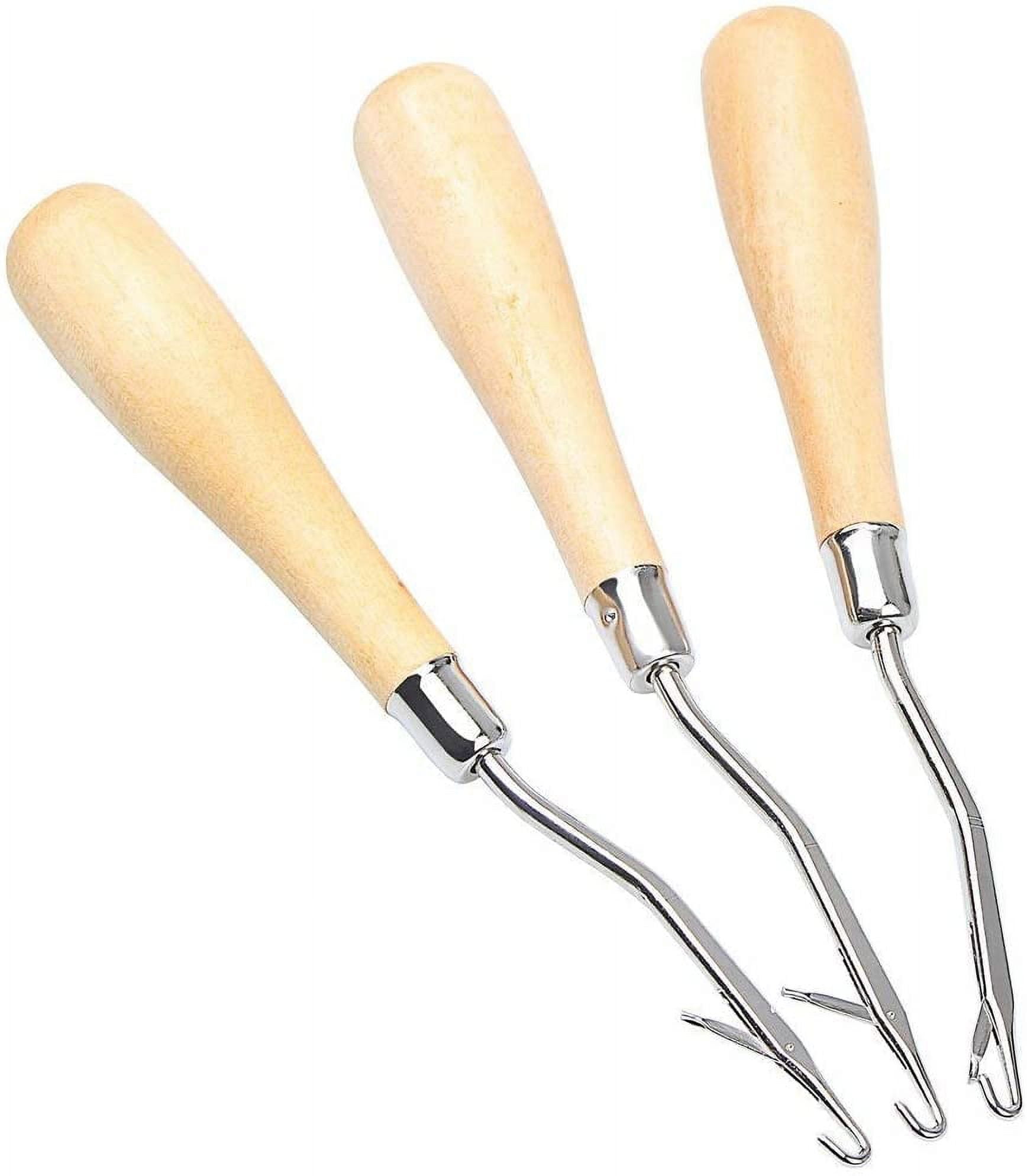 3 Pcs Wooden Bent Latch Hook Tool, Superior Quality Crochet Needle Hook ...