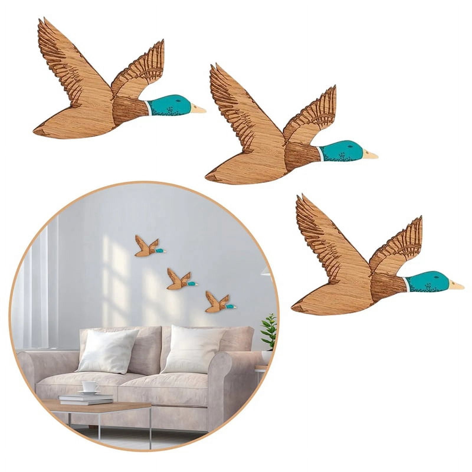 3 Pcs Wooden Ducks Wall Decor for Bedroom Rustic Farm Carved Wood Wall ...