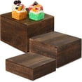 3 Pcs Wooden Risers Stands Cake Rustic Stackable Square Cupcake Base ...
