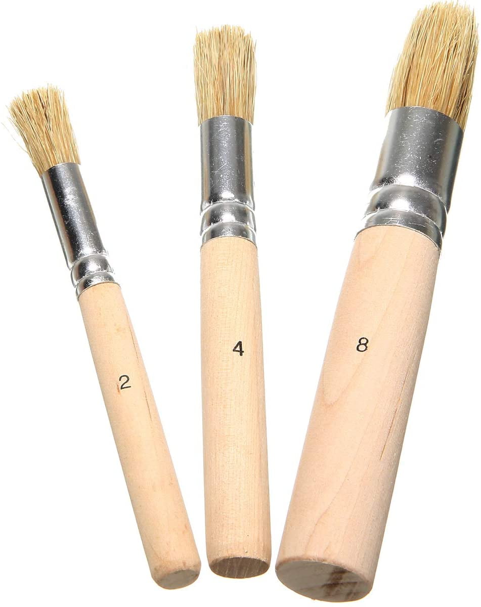 3 Pcs Wooden Stencil Brushes for Acrylic Paint Natural Wood Bristle ...