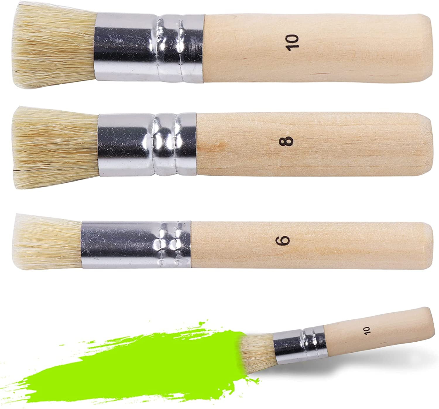 Large Stencils For Painting Wall 3 Pcs Wooden Stencil Brushes Pure ...