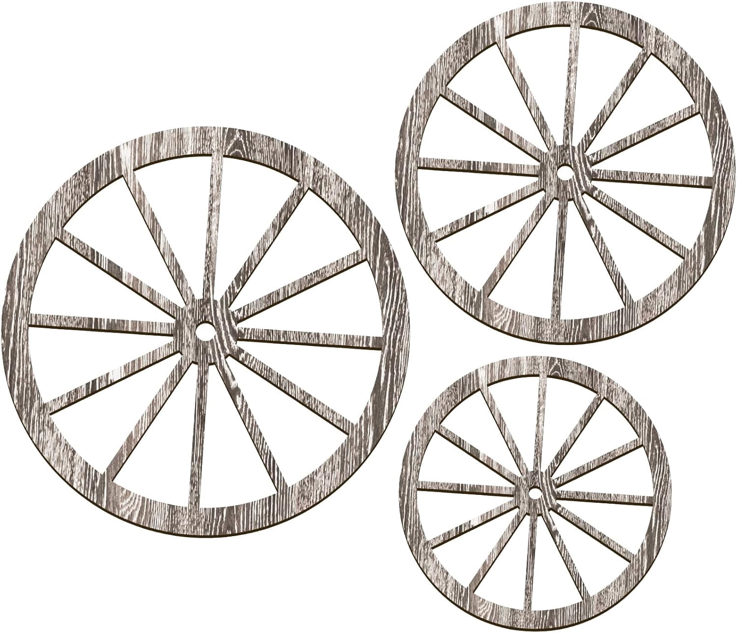3 Pcs Wooden Wagon Wheel Decor 12/10/8 Inch Old Western Wall Decor ...