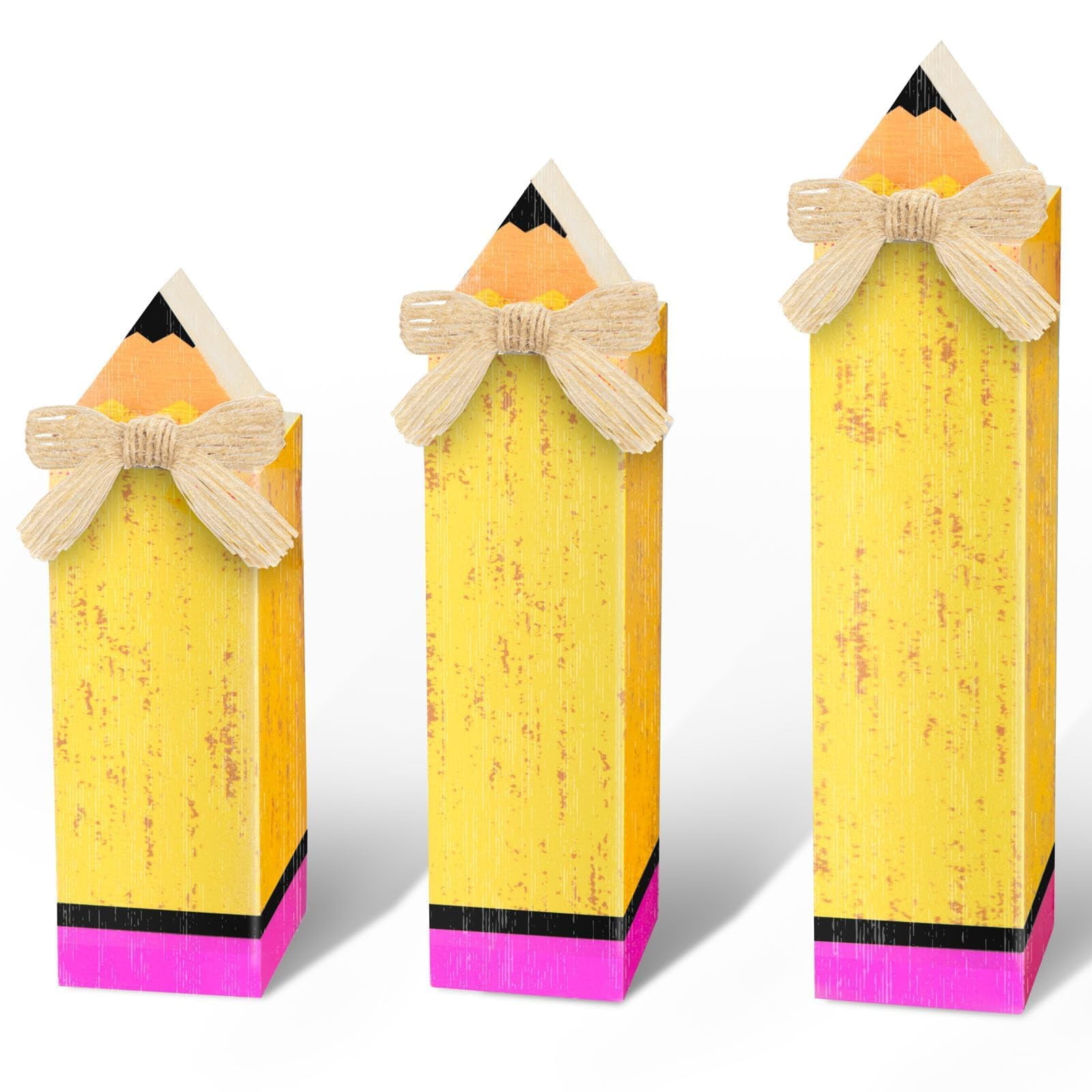 3 Pcs WoodenEGSC Pencil Block Signs Wood Pencil Tabletop Decor for Back ...