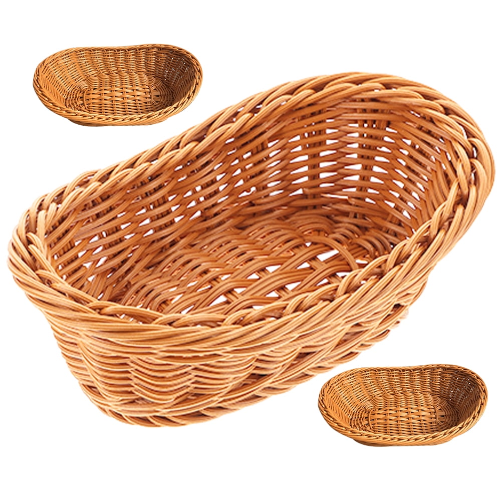 3 Pcs Woven Fruit Basket Veggie Tray Baskets Serving Party Hand ...