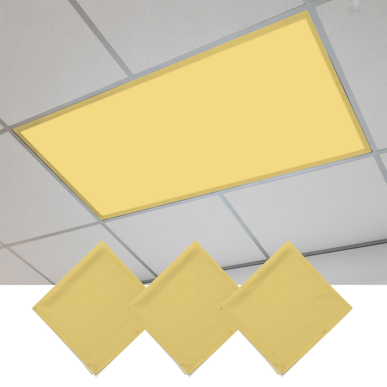 3 Pcs Yellow Fluorescent Light Covers Modern Solid Color Magnetic Light ...