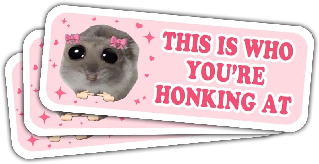 3 Pcs This is Who You are Honking at Sad Hamster Bumper Sticker, Please ...