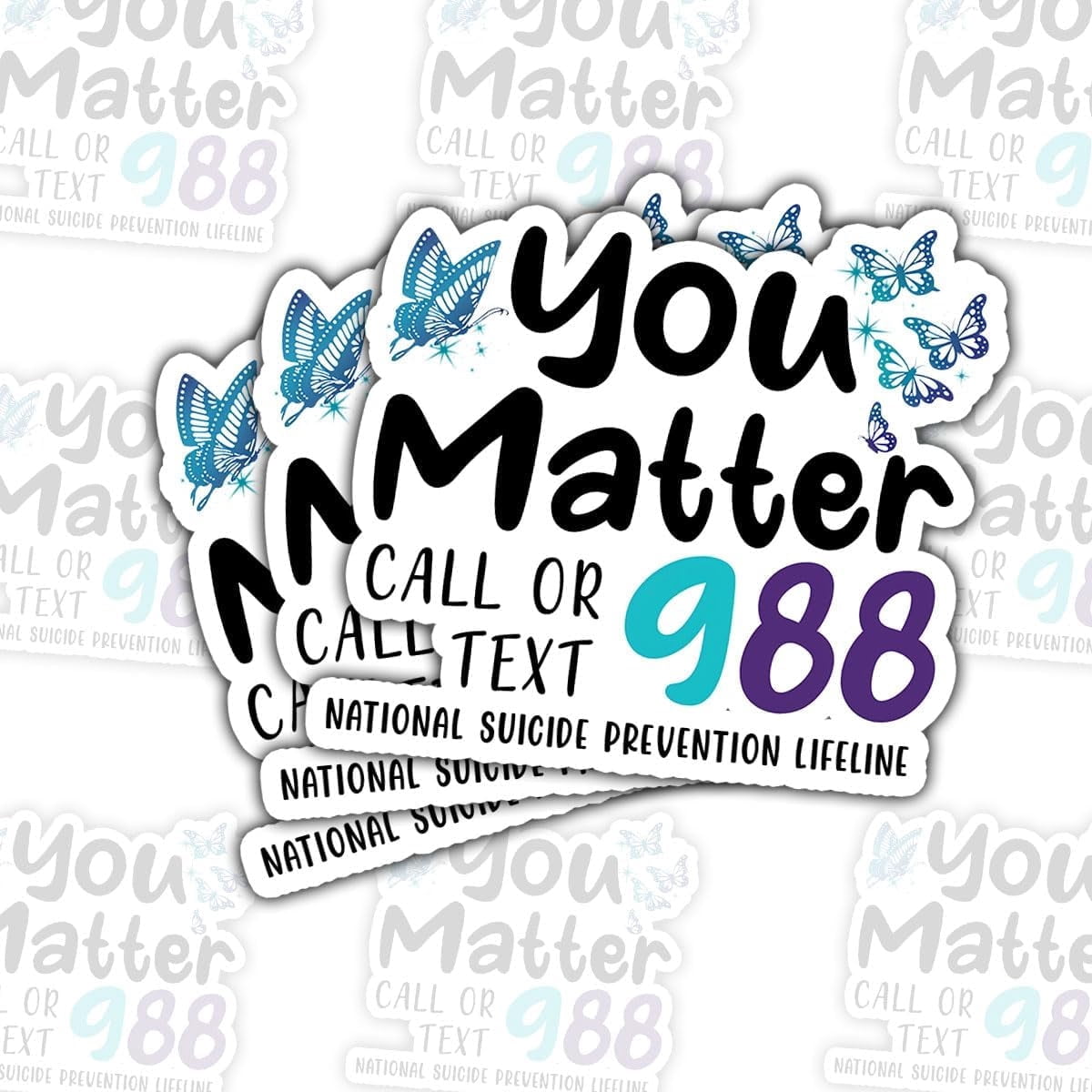 3 Pcs You Matter 988 Suicide Prevention Awareness Stickers; Teal Purple ...