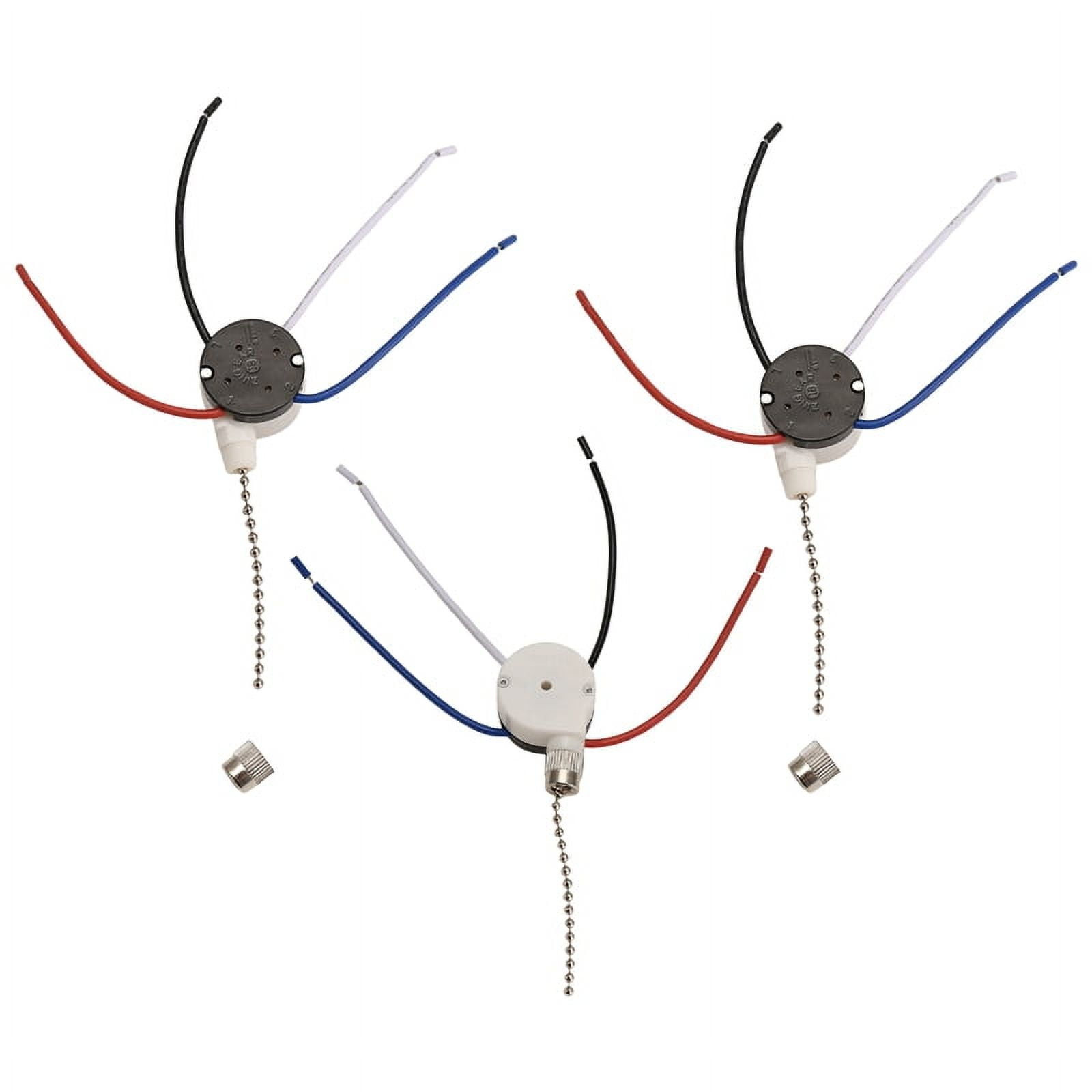 3 Pcs Ze-208S E89885 3 Speed 4 Wire Pull Chain Switch Ceiling Fan Light Switch Replacement Part ...