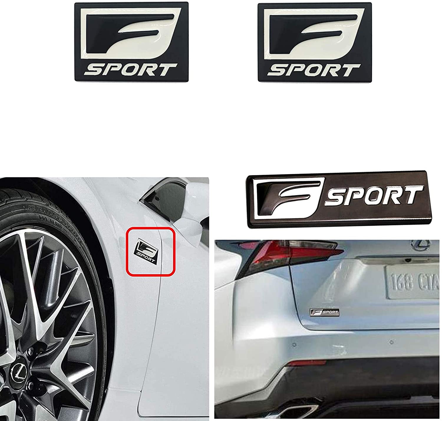 3 Pcs for F-Sport Emblem Metal Logo Badge Side Fender Marker Trunk Lid ...