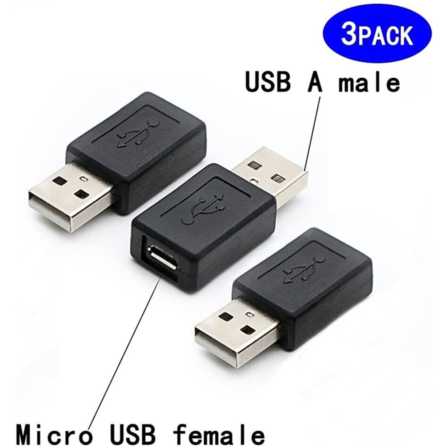 3 Pcs of USB 2.0 A Type Male to 5 Pin Micro USB B Type Female Cable ...