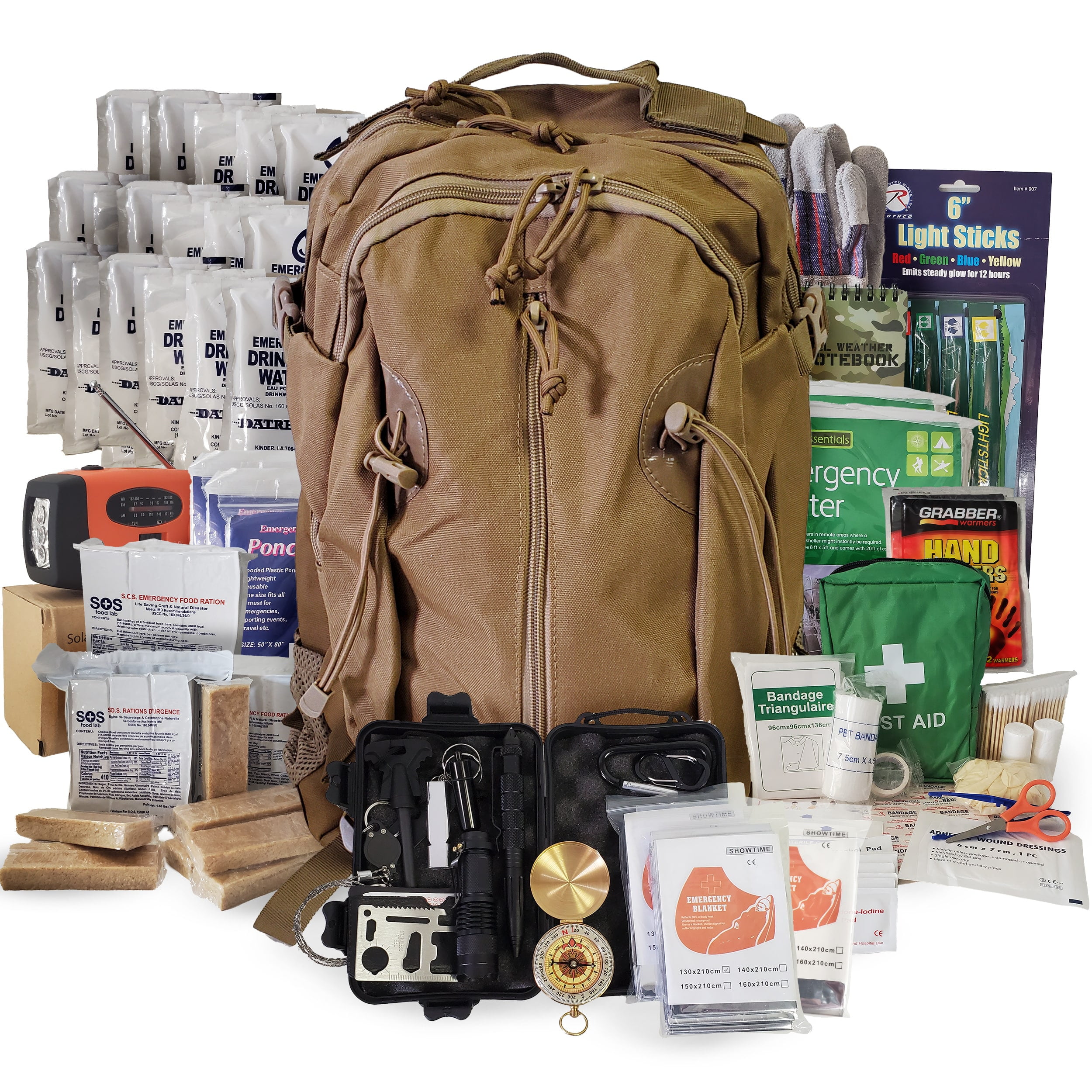 3 Person Emergency Kit / Survival Backpack for 72 Hours for Natural ...