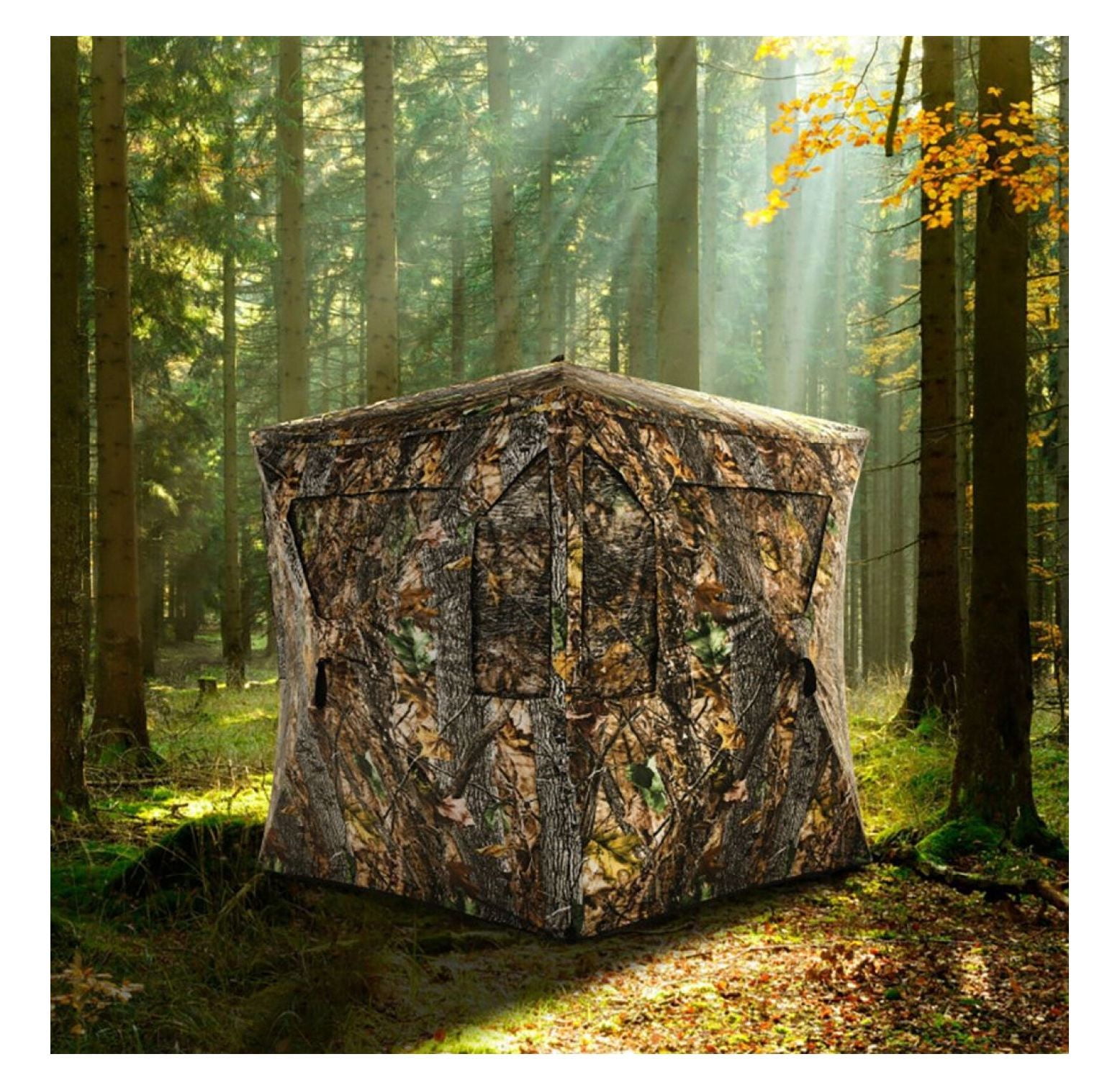 3 Person Hunting Blind Pop-Up Tent with Gun Ports - Camouflage Ground ...