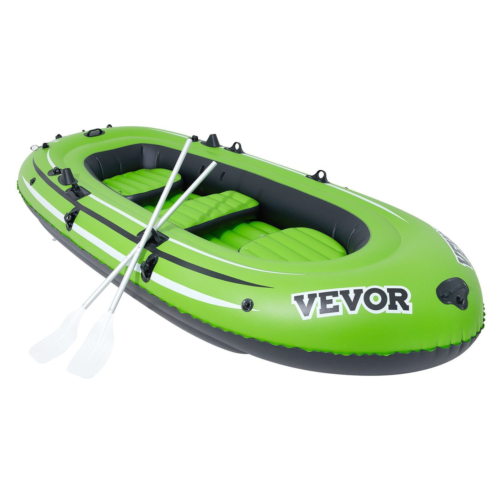 3-Person Inflatable Fishing Boat with Aluminum Oars, Heavy-Duty PVC ...