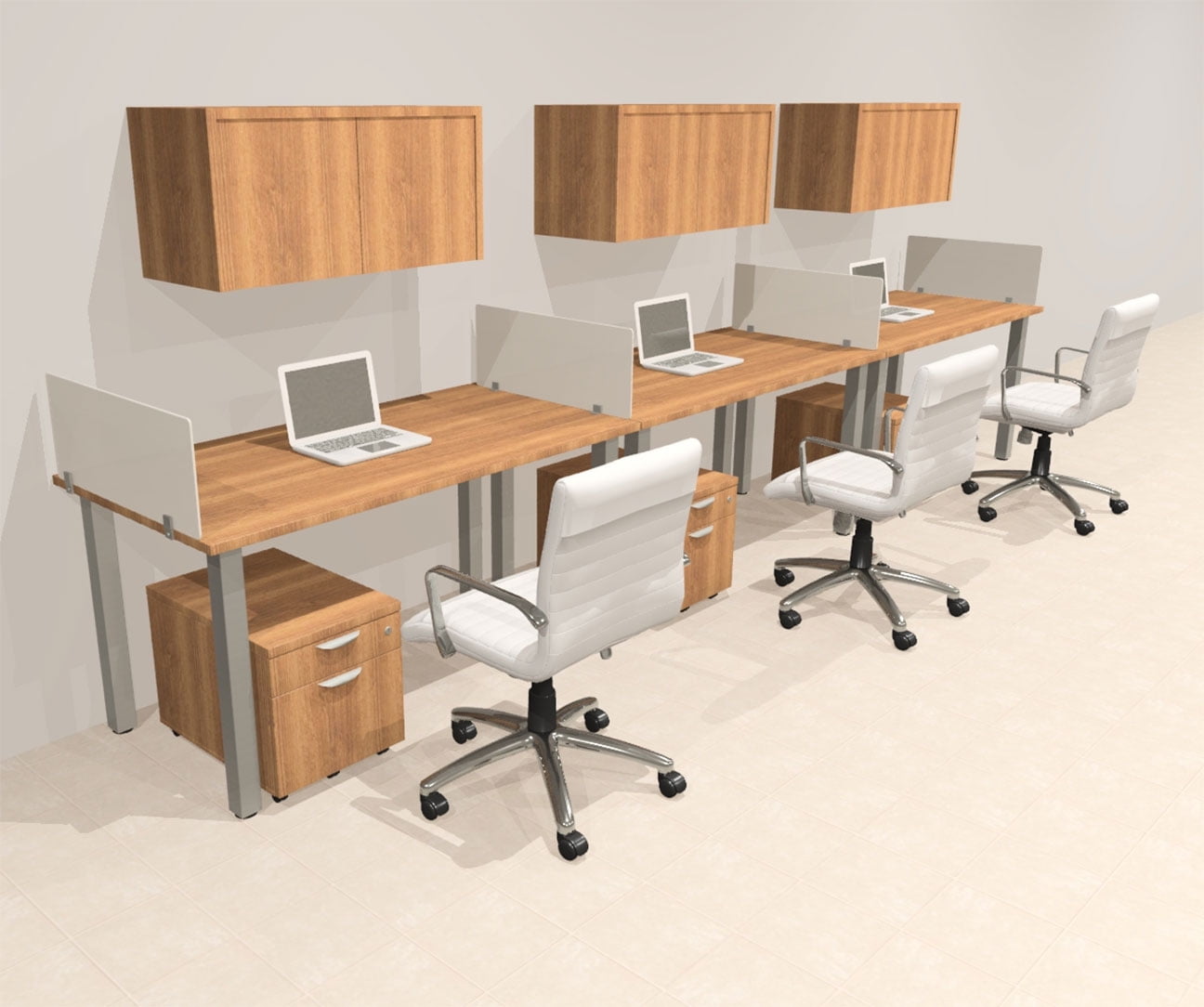 3 Person Modern Metal Leg Office Workstation Desk Set, #OT-SUL-SPM81 ...