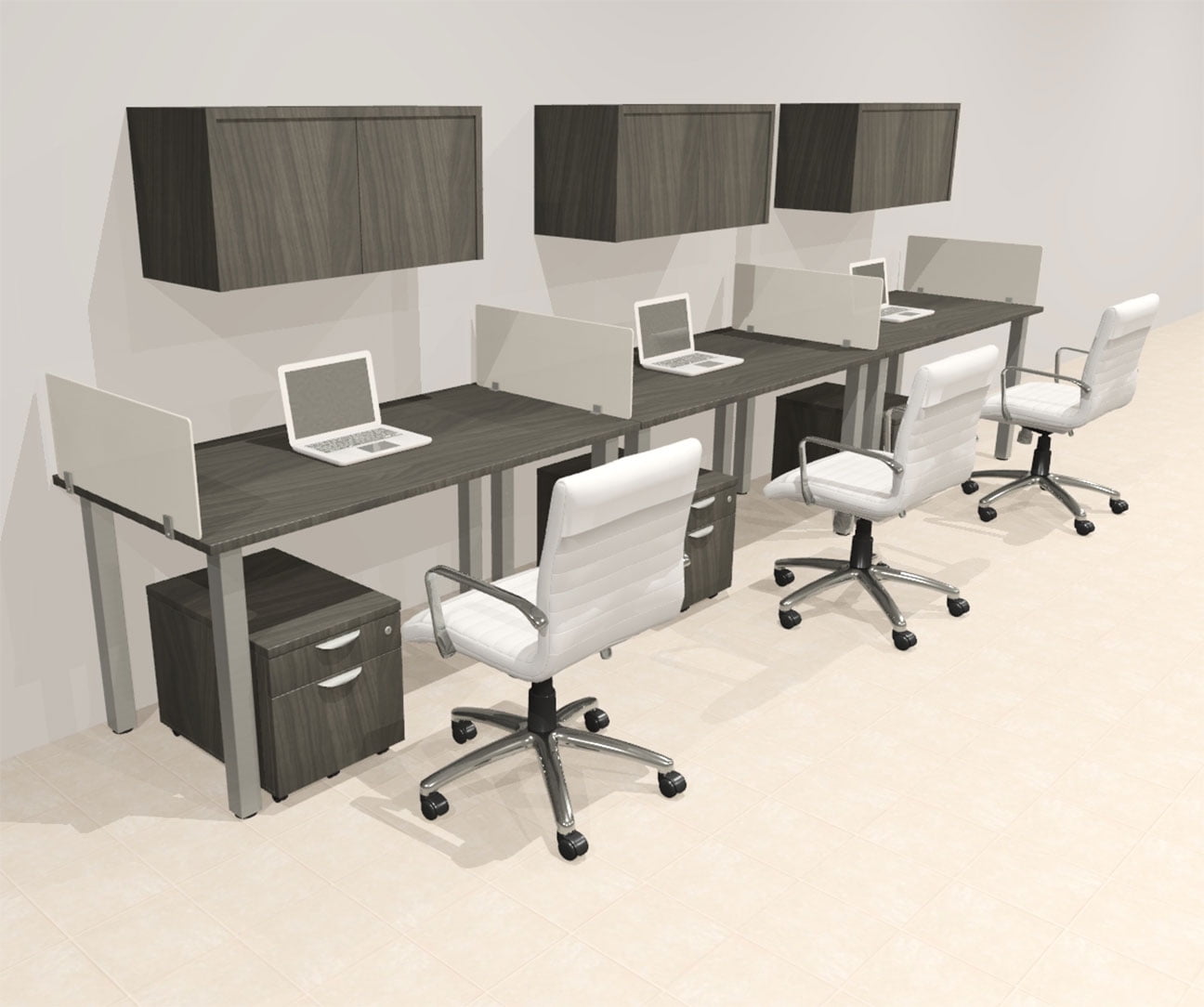 3 Person Modern Metal Leg Office Workstation Desk Set, #OT-SUL-SPM85 ...