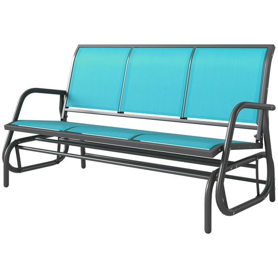 3-Person Outdoor Patio Glider Bench, Porch Glider Swing with 3 Seats ...