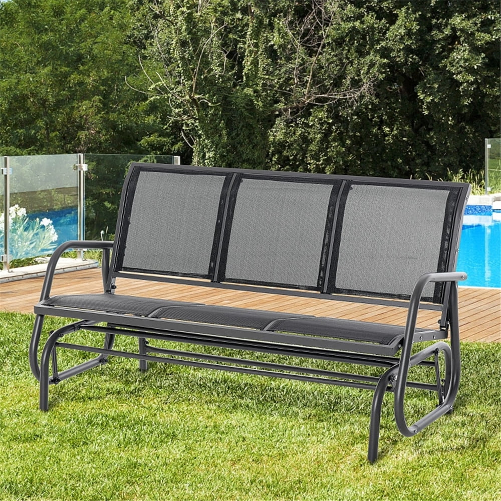 3-Person Patio Glider Bench, Outdoor Porch Glider Swing with 3 Seats ...